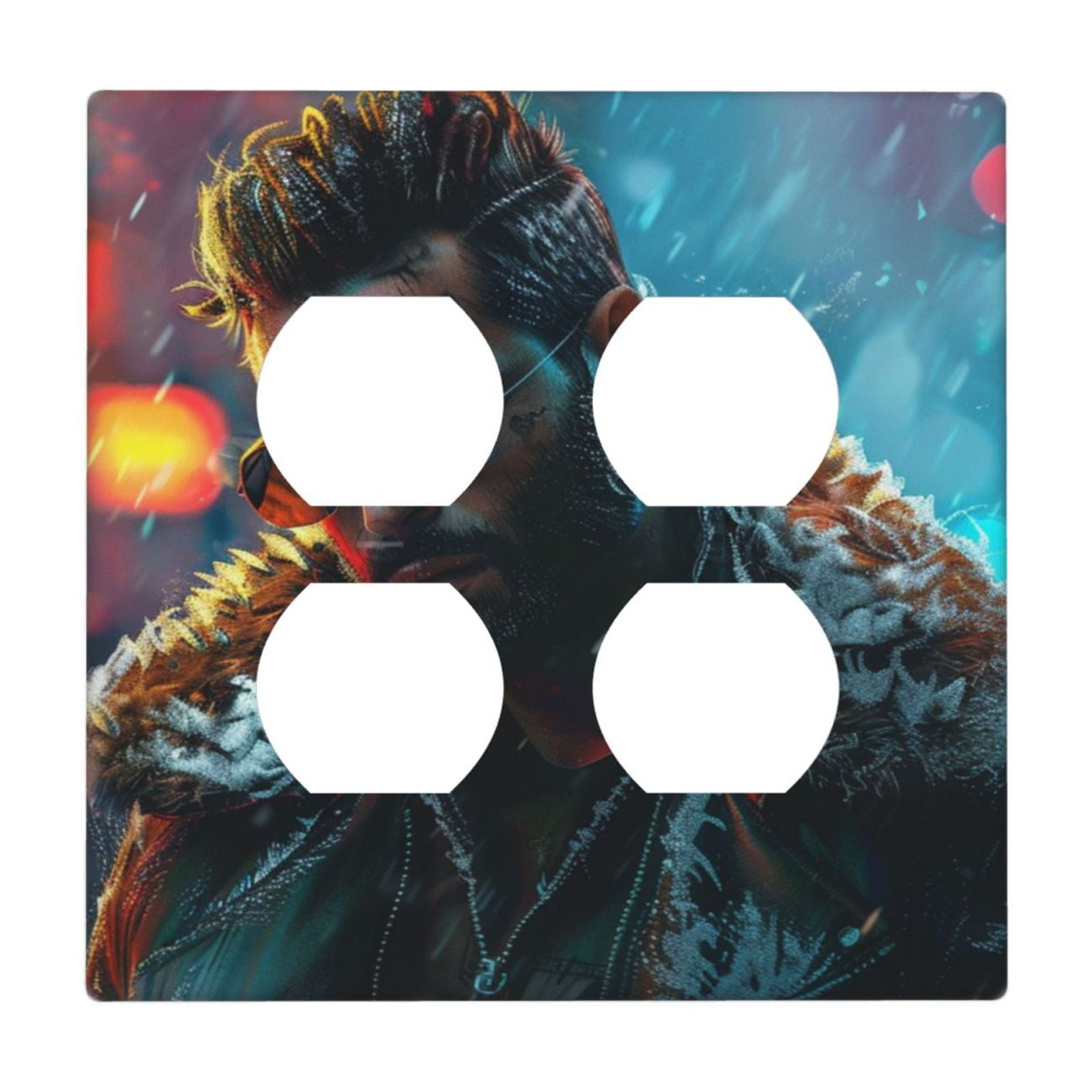Game Neon Cyberpunk Style Switch Cover Decorative Wall Plate / 2-Gang 2 ...