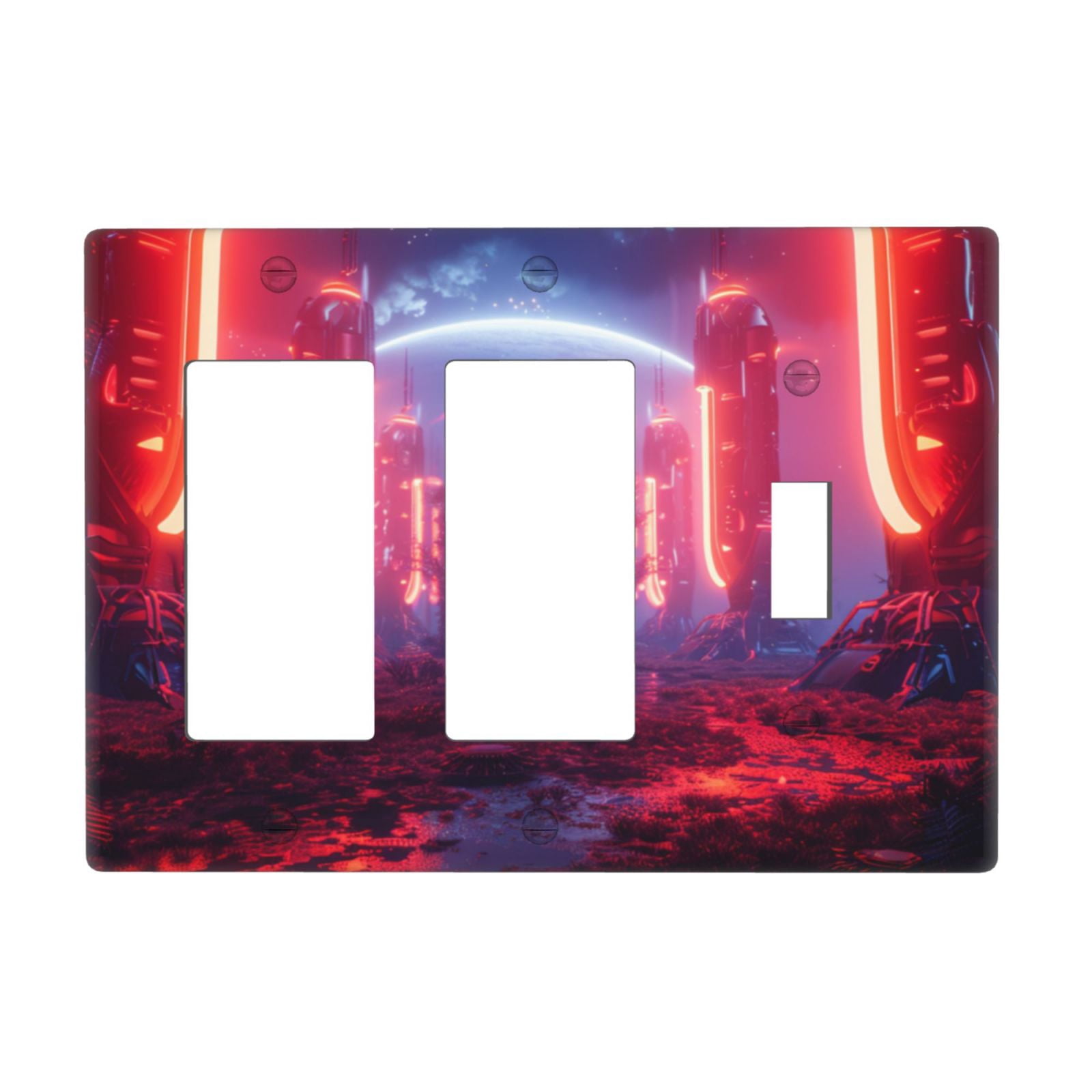 Game Neon Cyberpunk Style Switch Cover Decorative Wall Plate 3-Gang 2 ...