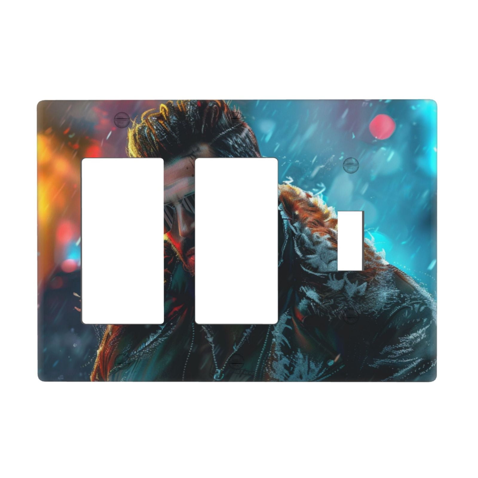 Game Neon Cyberpunk Style Switch Cover Decorative Wall Plate 3-Gang 2 ...