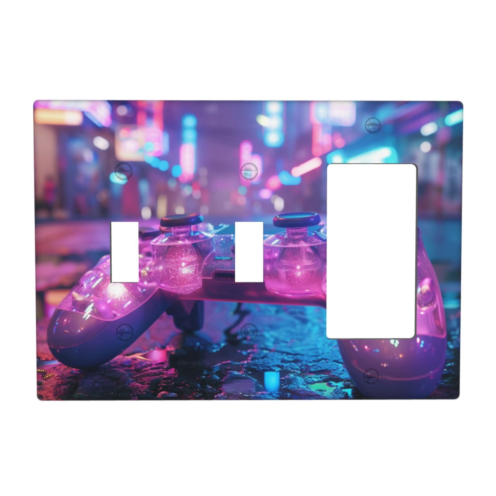 Game Neon Cyberpunk Style Switch Cover Decorative Wall Plate 3-Gang 2 ...