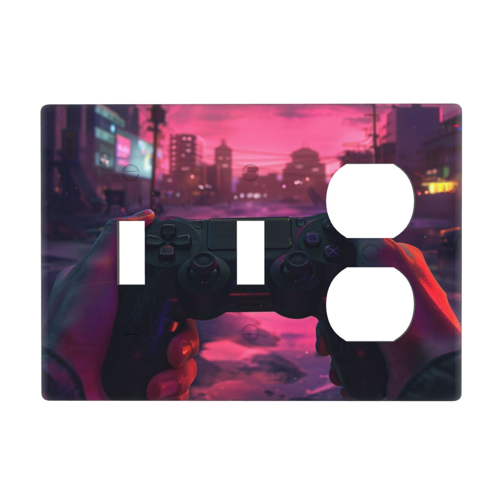 Game Neon Cyberpunk Style Switch Cover Decorative Wall Plate 3-Gang 2 ...