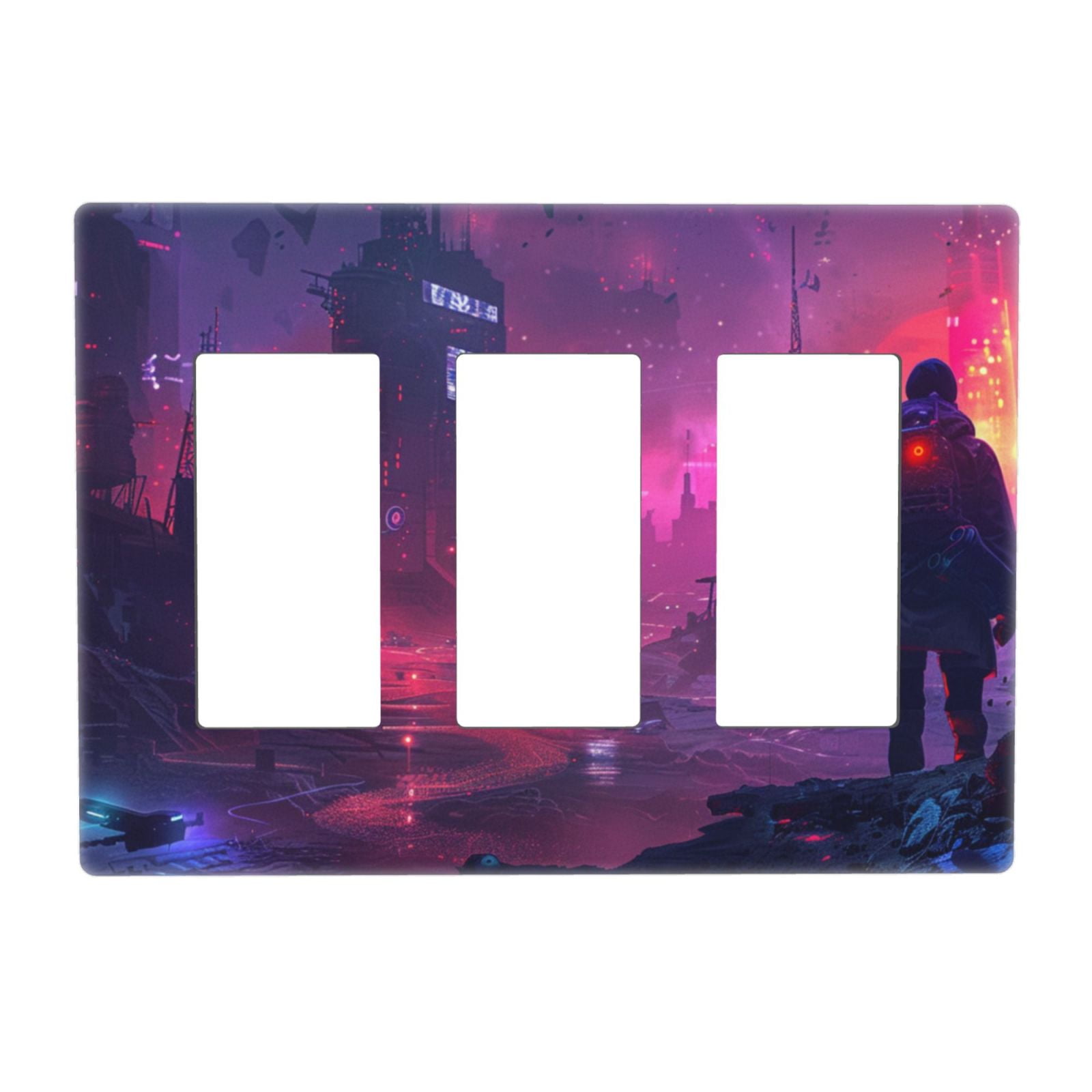 Game Neon Cyberpunk Style Switch Cover Decorative Wall Plate 3-Gang ...