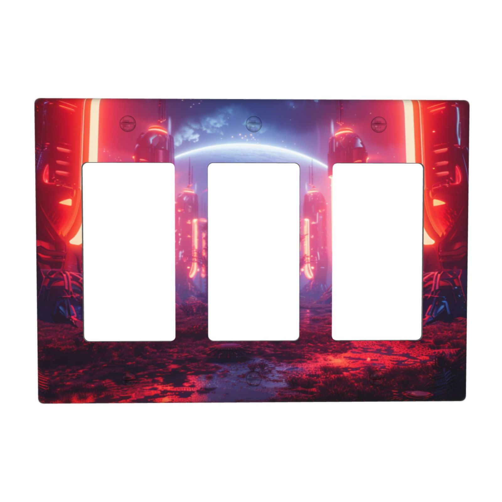 Game Neon Cyberpunk Style Switch Cover Decorative Wall Plate 3-Gang ...
