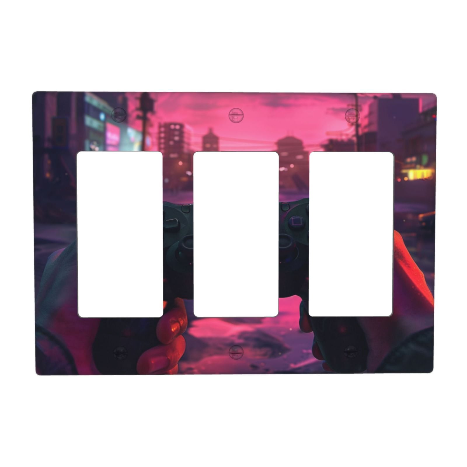 Game Neon Cyberpunk Style Switch Cover Decorative Wall Plate 3-Gang ...