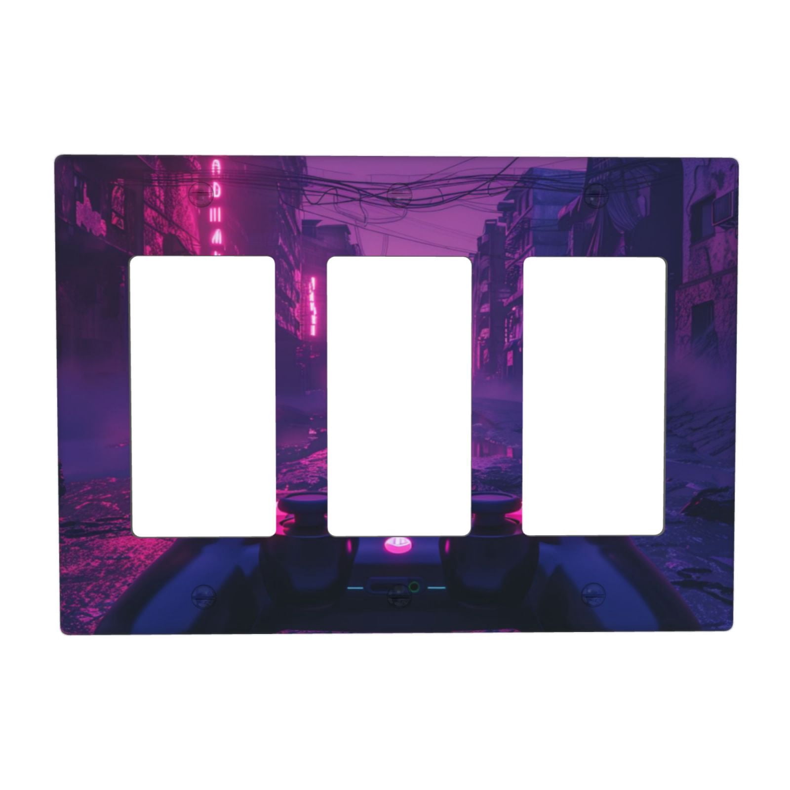 Game Neon Cyberpunk Style Switch Cover Decorative Wall Plate 3-Gang ...
