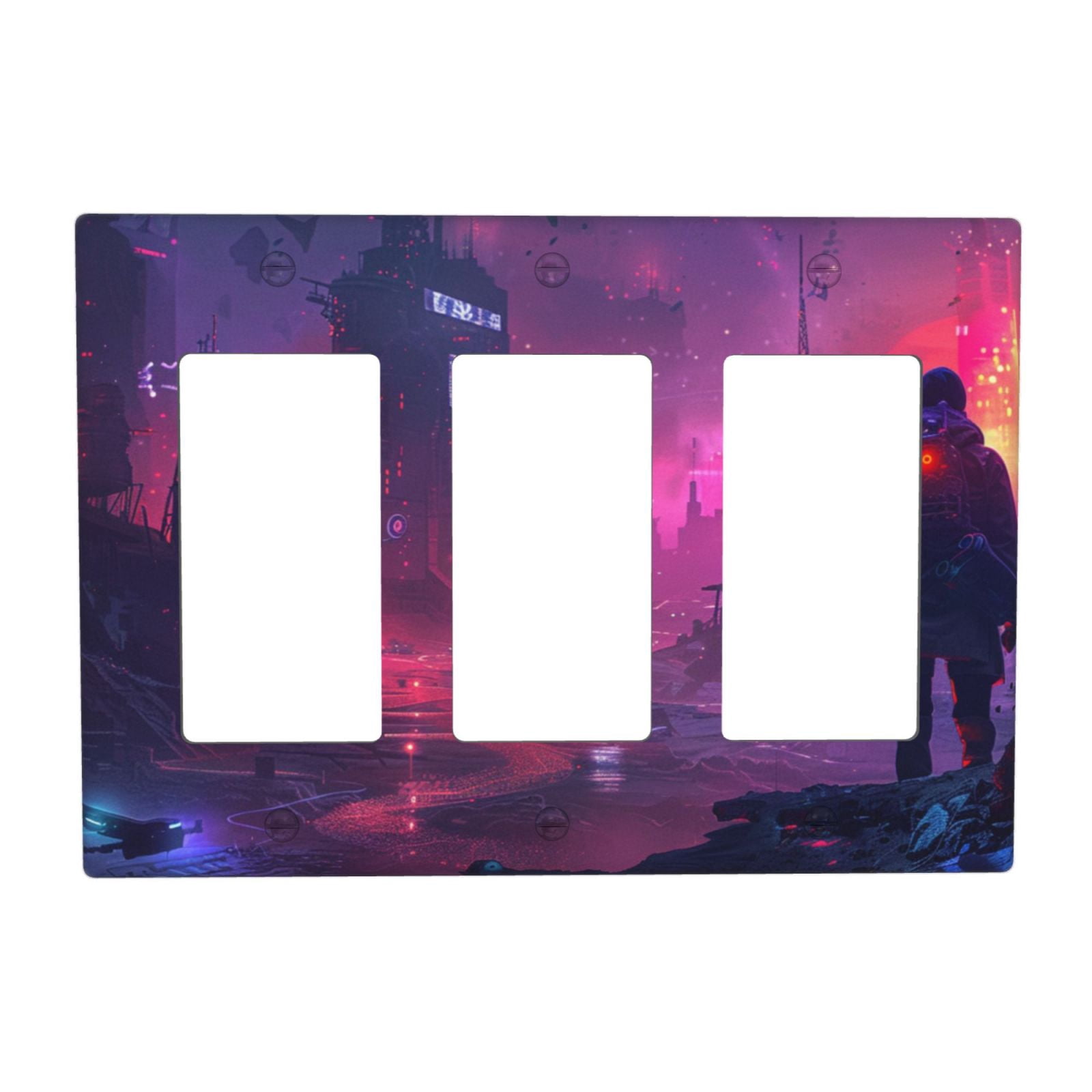 Game Neon Cyberpunk Style Switch Cover Decorative Wall Plate 3-Gang ...