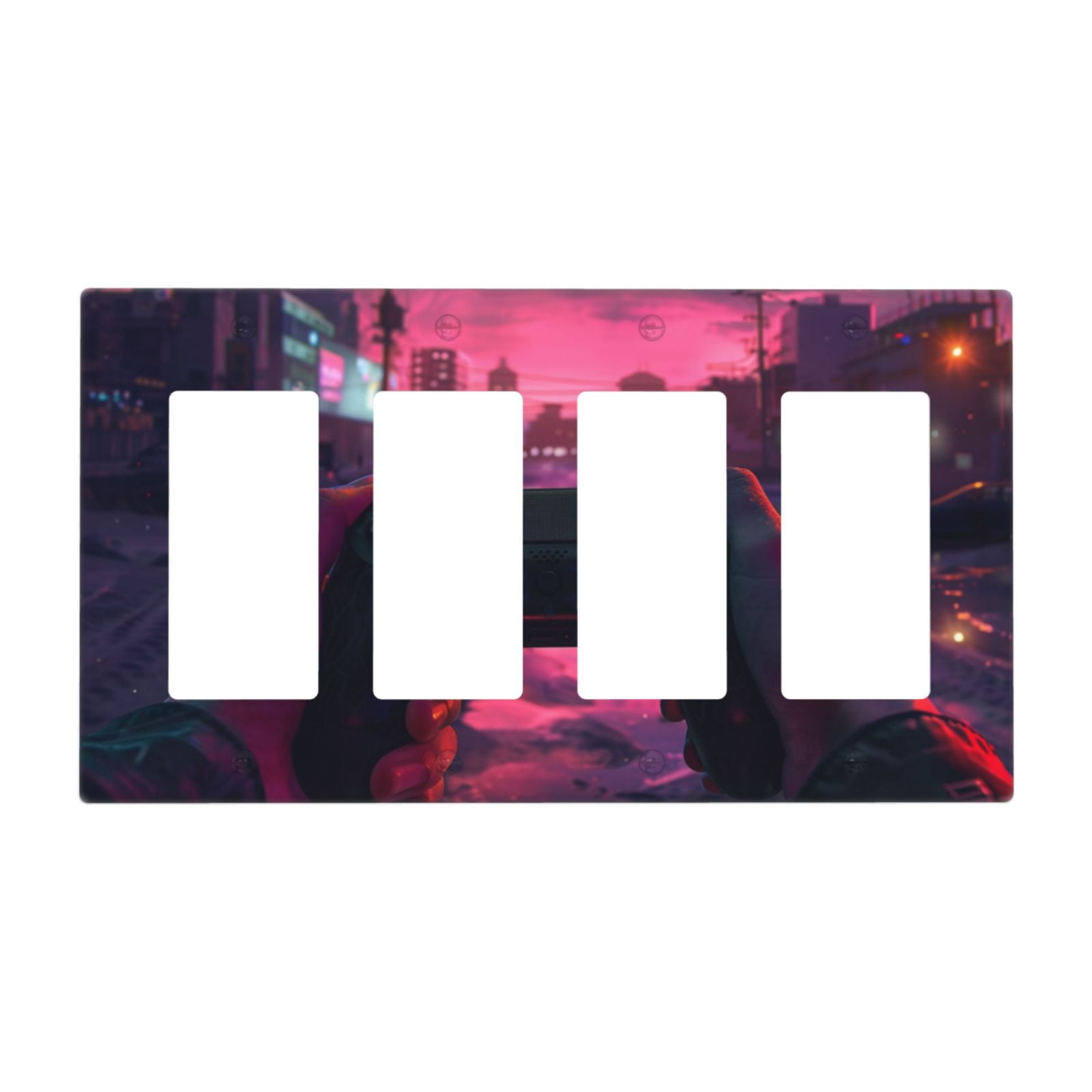 Game Neon Cyberpunk Style Switch Cover Decorative Wall Plate / 4-Gang 4 ...