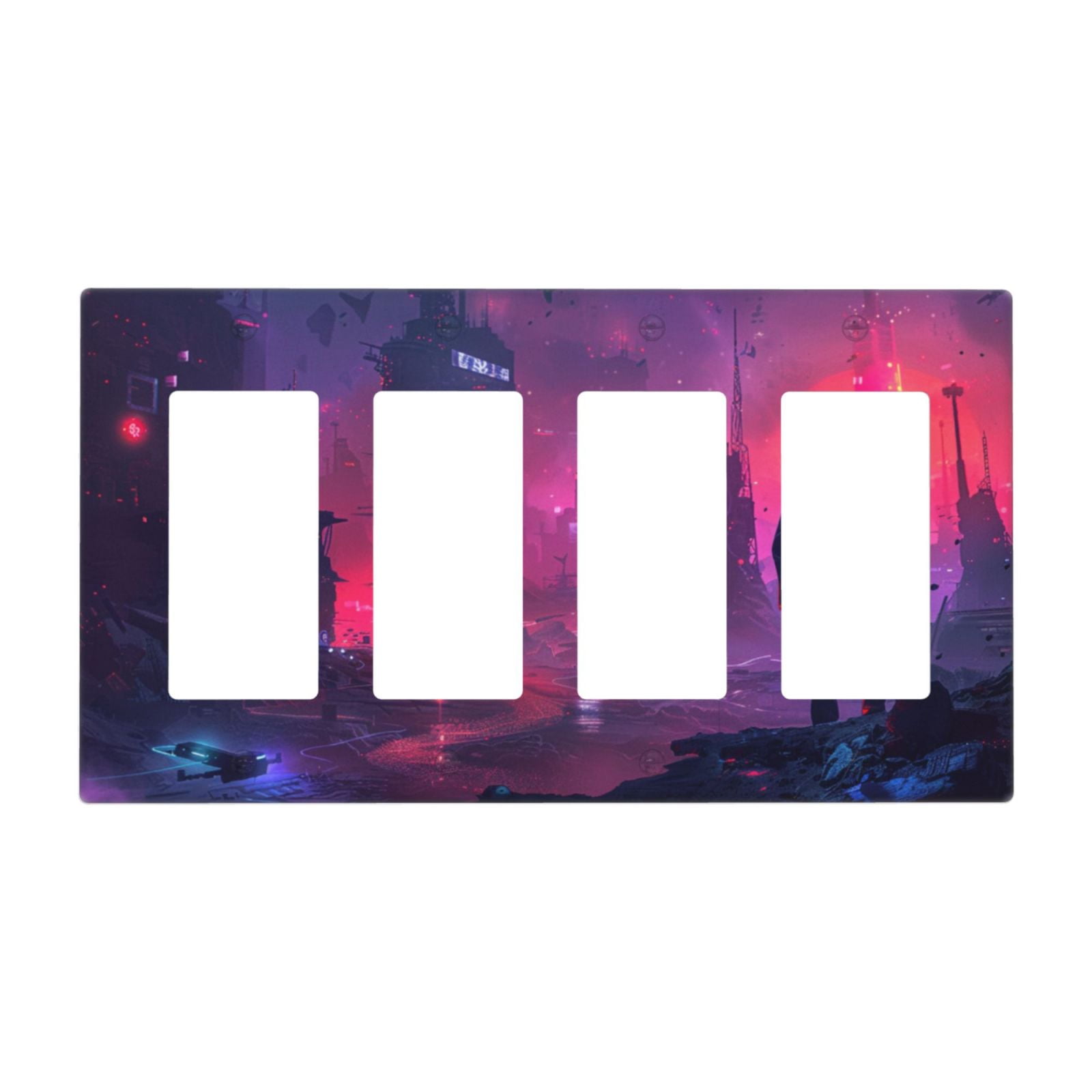 Game Neon Cyberpunk Style Switch Cover Decorative Wall Plate / 4-Gang 4 ...