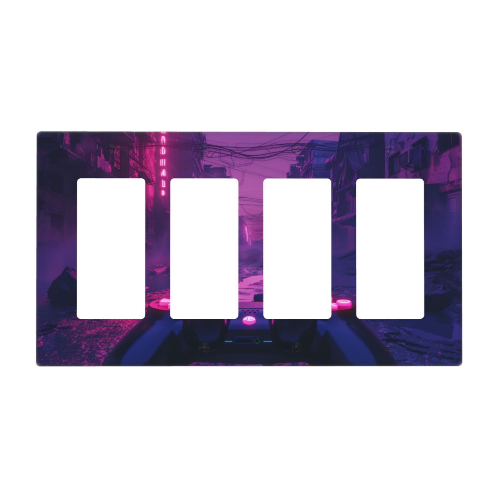 Game Neon Cyberpunk Style Switch Cover Decorative Wall Plate / 4-Gang 4 ...
