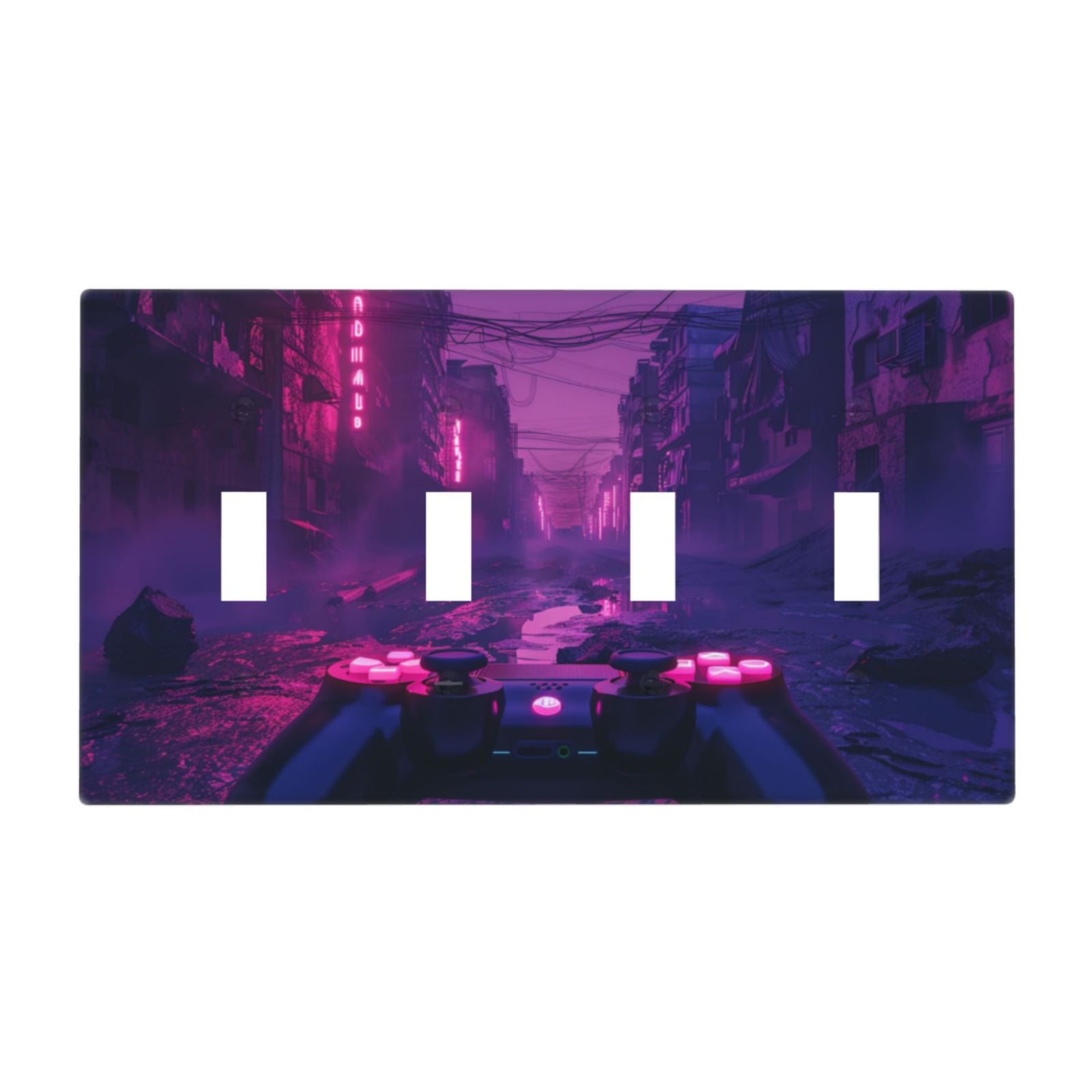 Game Neon Cyberpunk Style Switch Cover Decorative Wall Plate / 4-Gang 4 ...