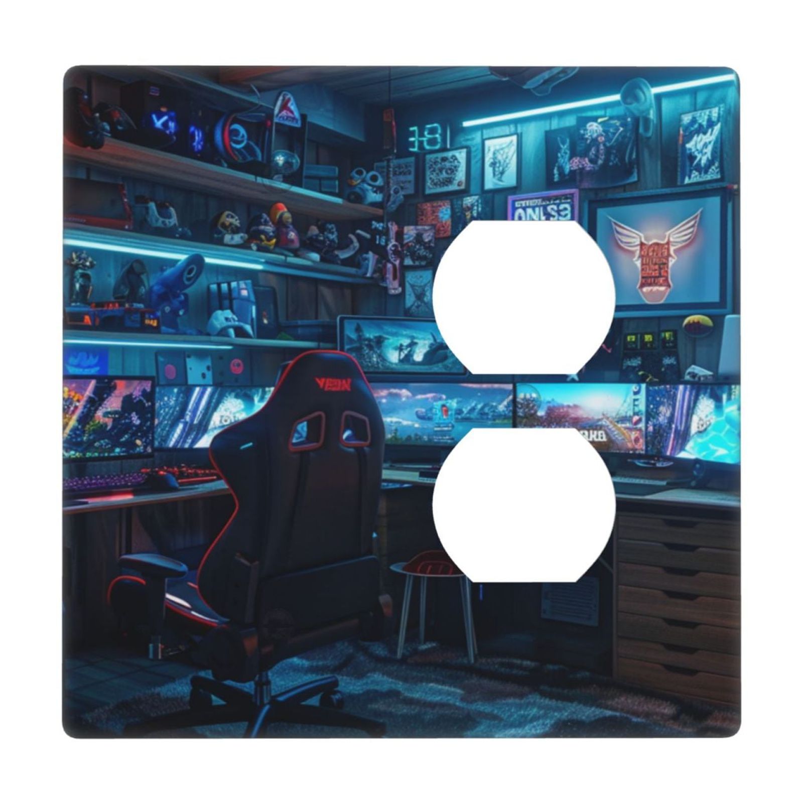 Game Neon Switch Cover Decorative Wall Plate / 2-Gang 1-Duplex / Mid ...