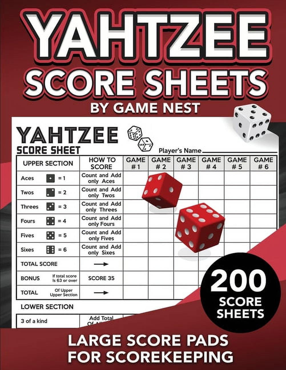 Game Nest's Yahtzee Score Sheets: 200 Large 8.5" x 11" Score Pads for ...