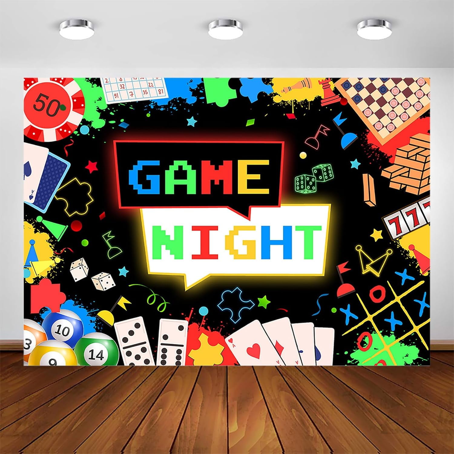 Game Night Backdrop for Boys Chess Card Play Card Birthday Photography ...