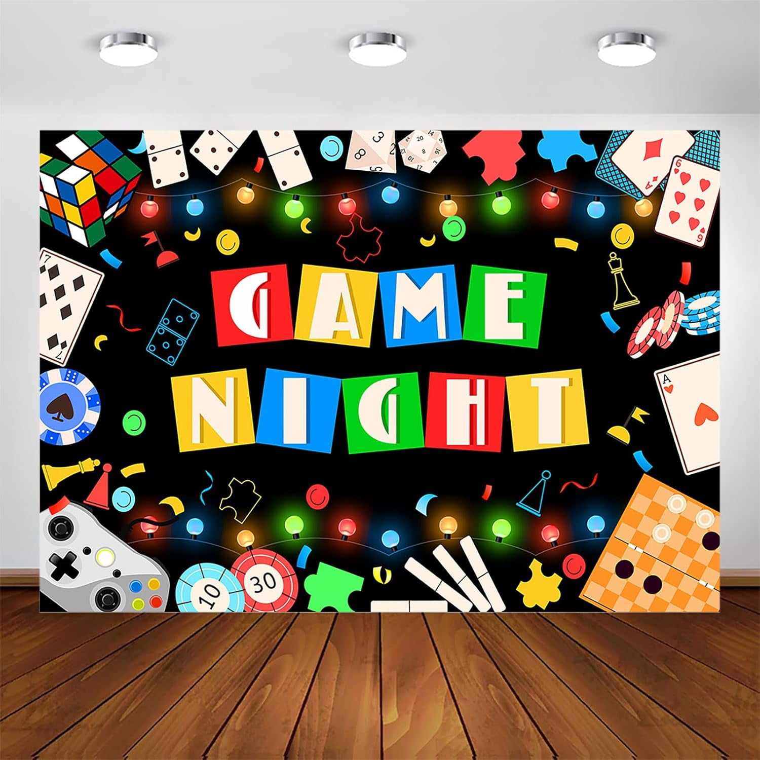 Game Night Backdrop Chess Card Photograhy Background Playing Card Party ...