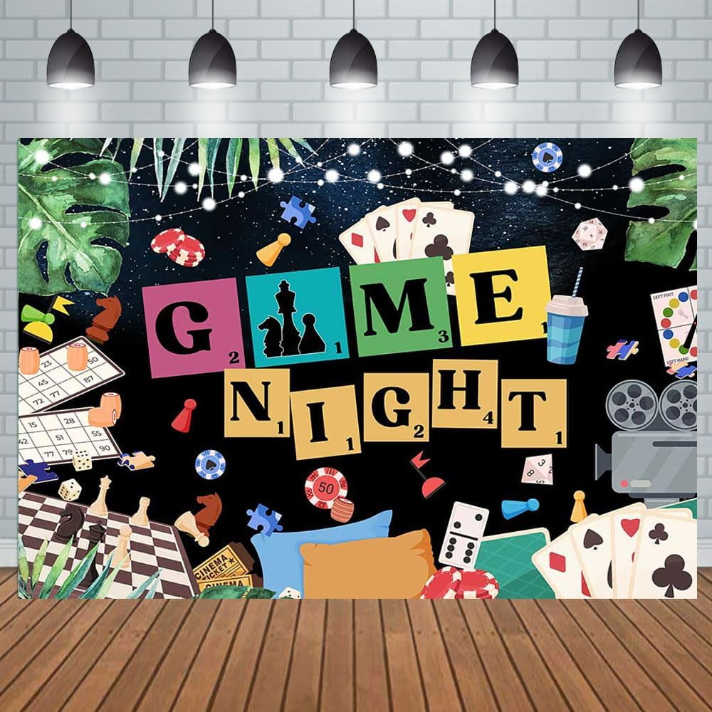 Game Night Backdrop Game Party Decorations Chess Card Photograhy ...