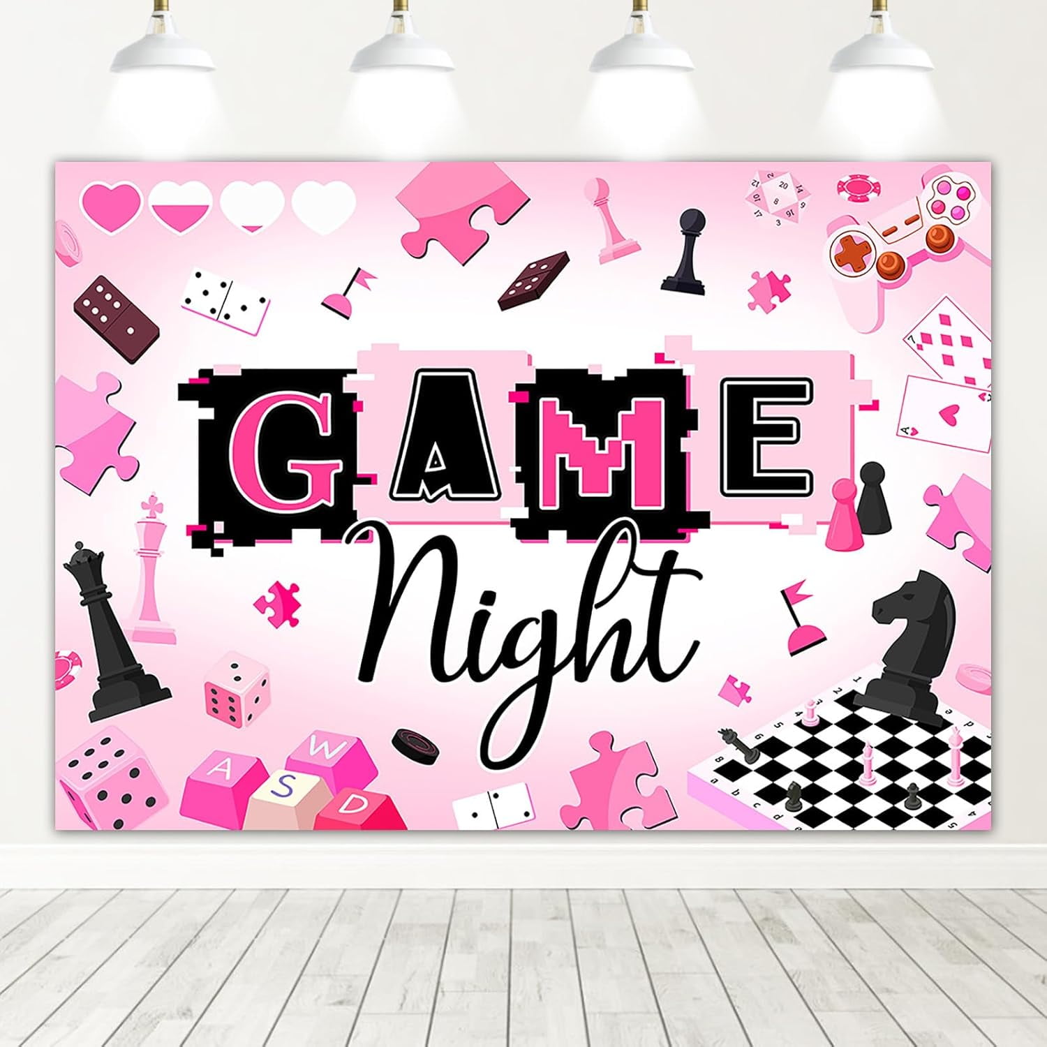 Game Night Backdrop Pink Girls Night Background Sleepover Prom Camp ...