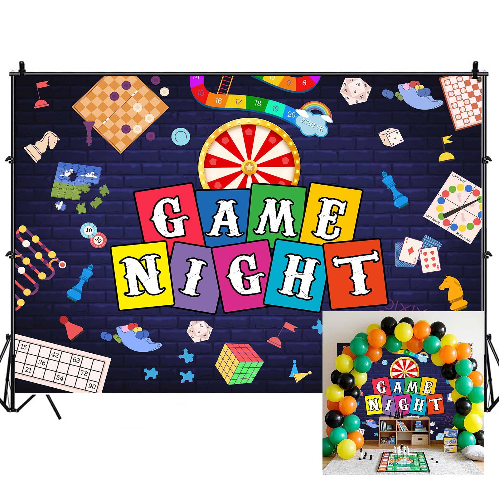 Game Night Backdrops for Photoshoot, Family Chess Board Game Show Party ...