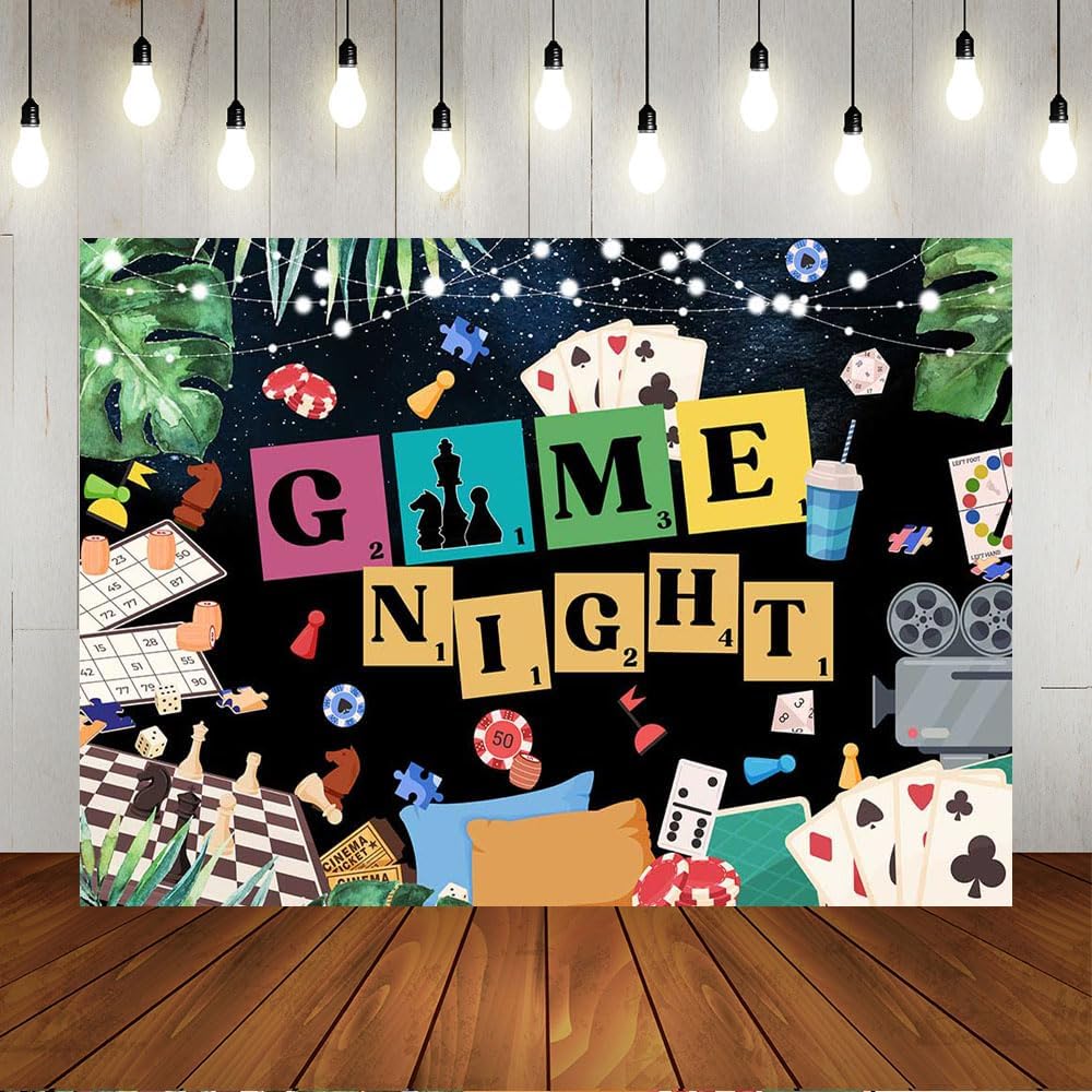 Game Night Theme Backdrop Summer Aloha Chess Card Playing Card Party ...