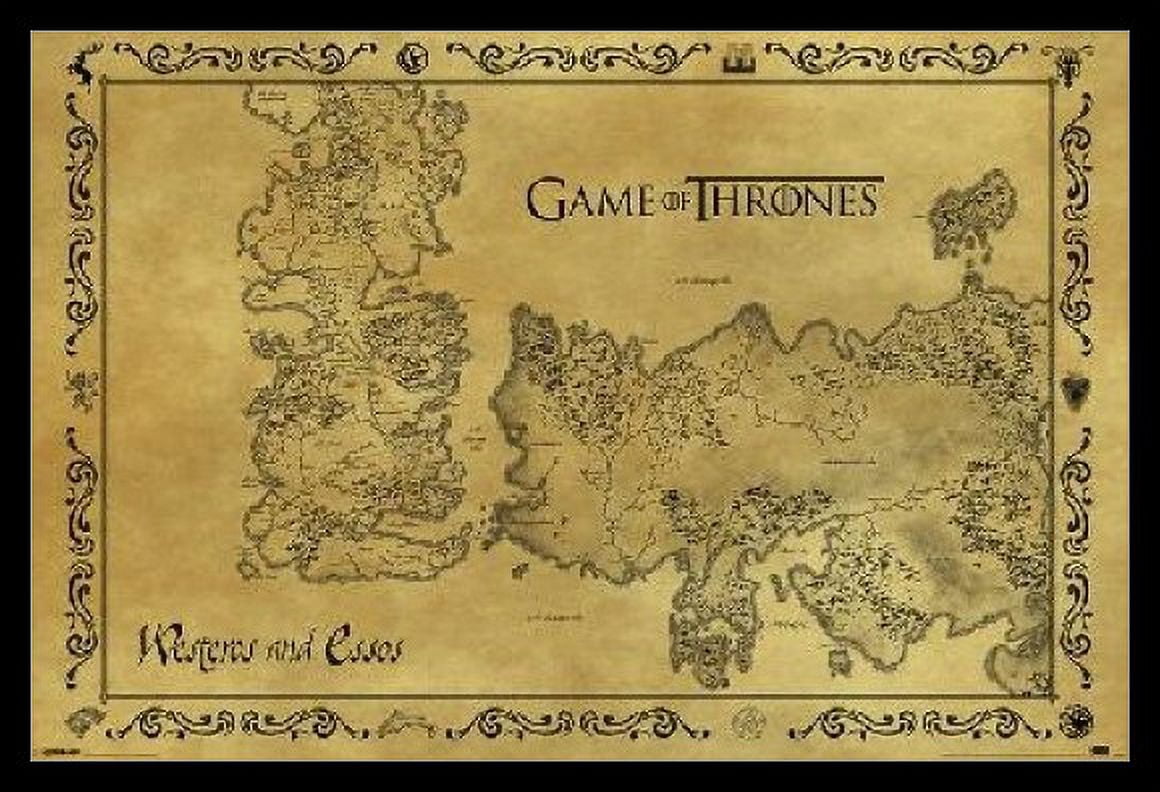 Game Of Thrones Antique Map Laminated & Framed Poster (36 x 24 ...