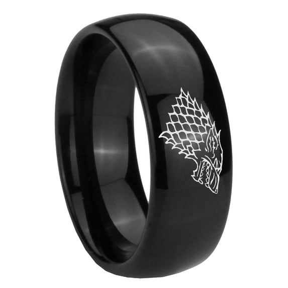 Game Of Thrones House Stark Direwolf 8MM Black High Polish Dome ...