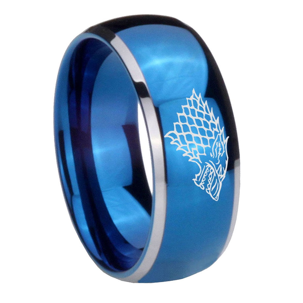 Game Of Thrones House Stark Direwolf 8MM Polished Blue 2 Tone Dome ...