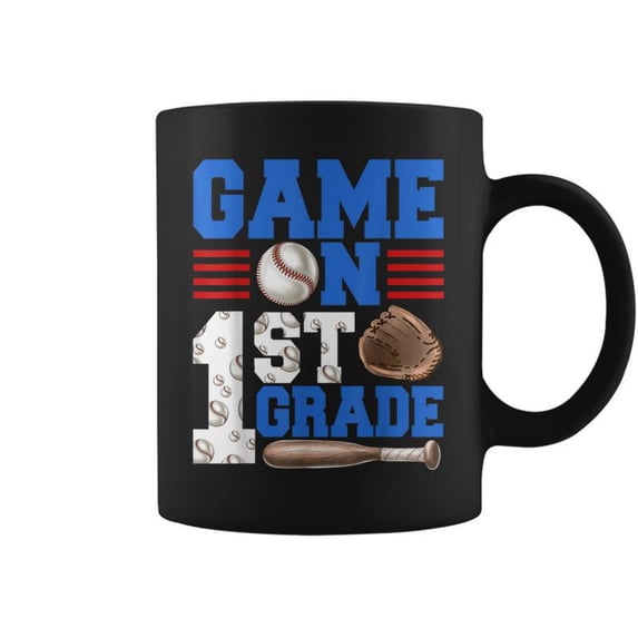 Game On 1St Grade With Baseball Player First Day Of School Coffee Mugs ...