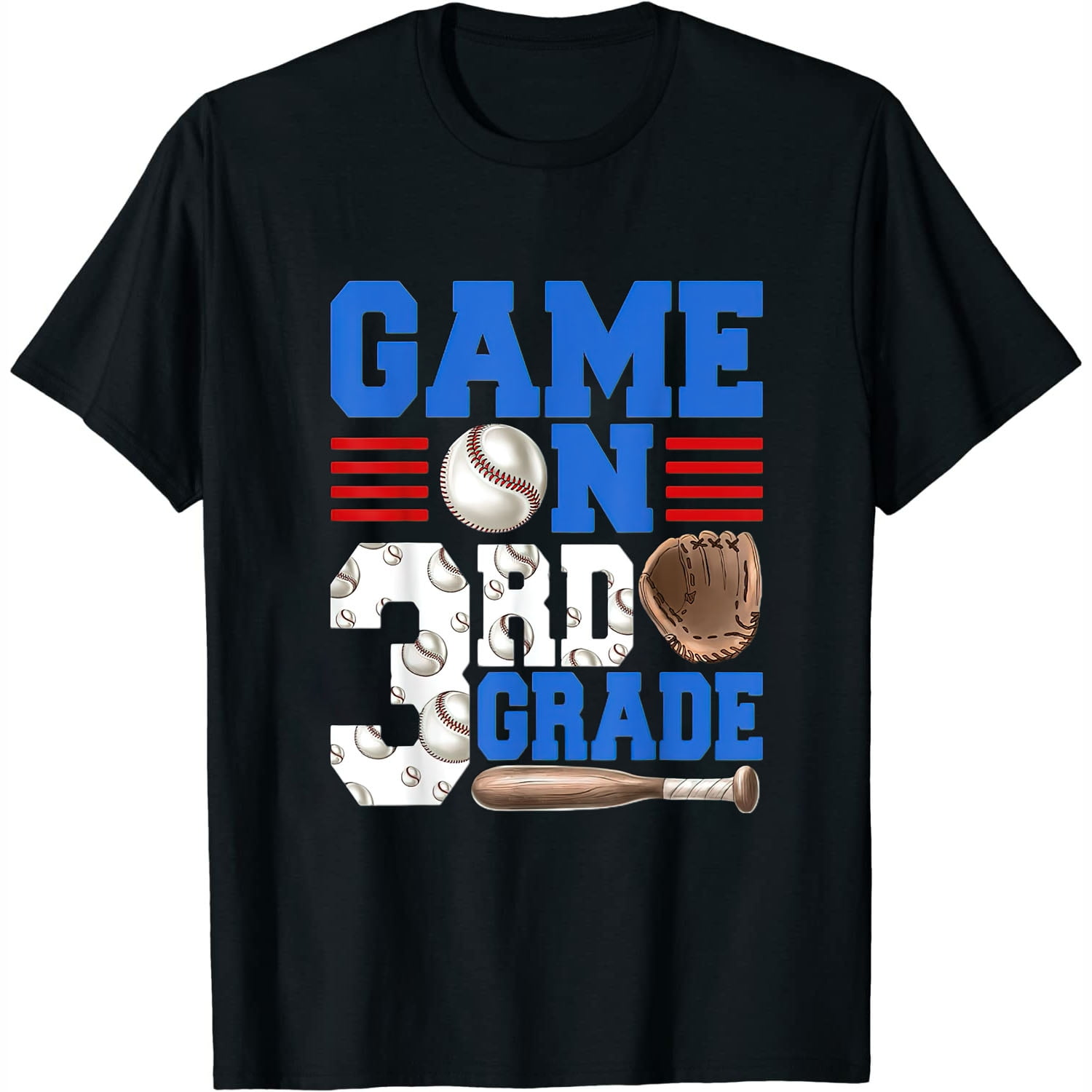 Game On 3rd Grade With Baseball Player First Day Of School T-Shirt ...
