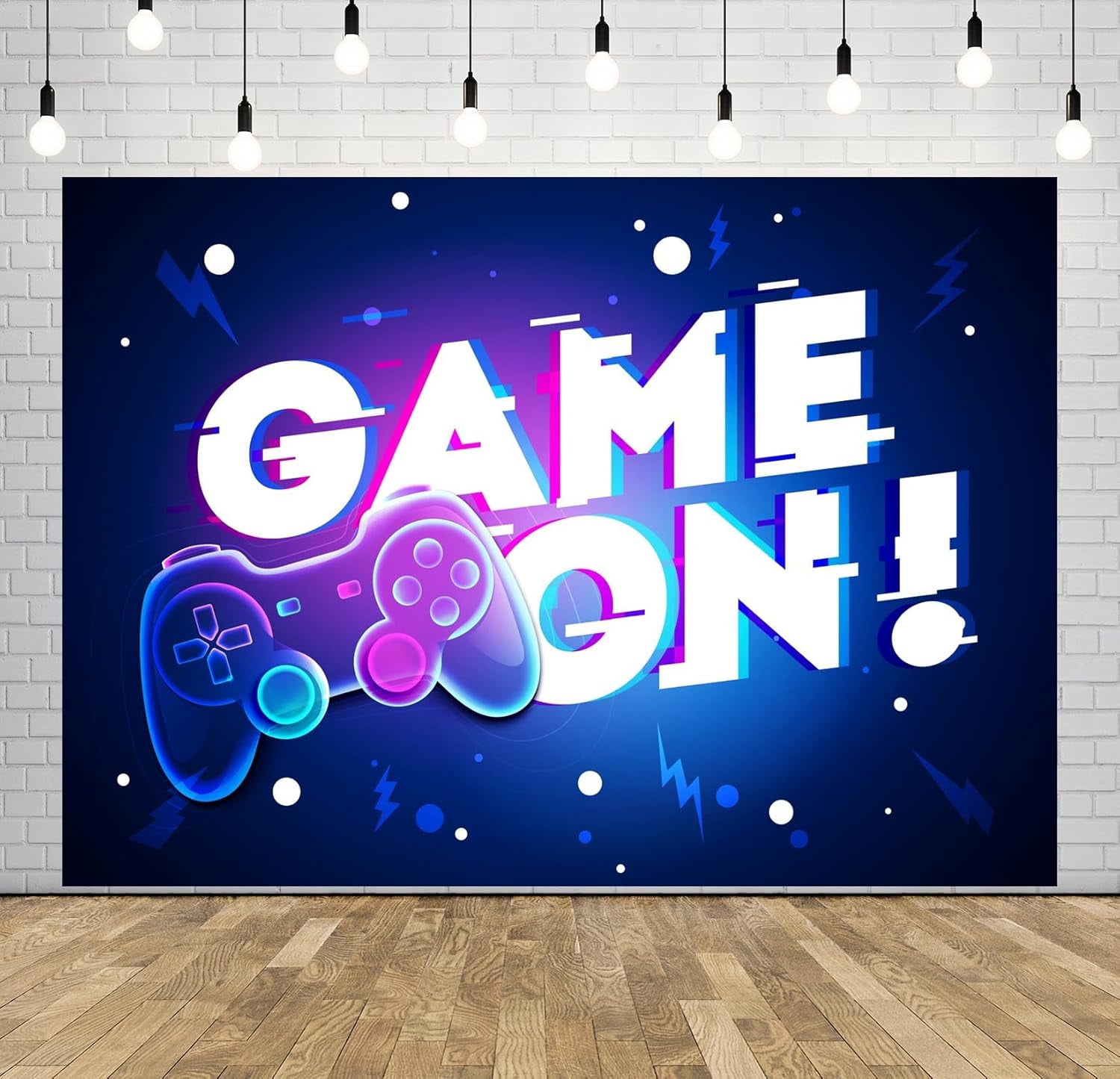 Game On Backdrop Neon Party Supplies Glow Gamer Game Night Photography ...