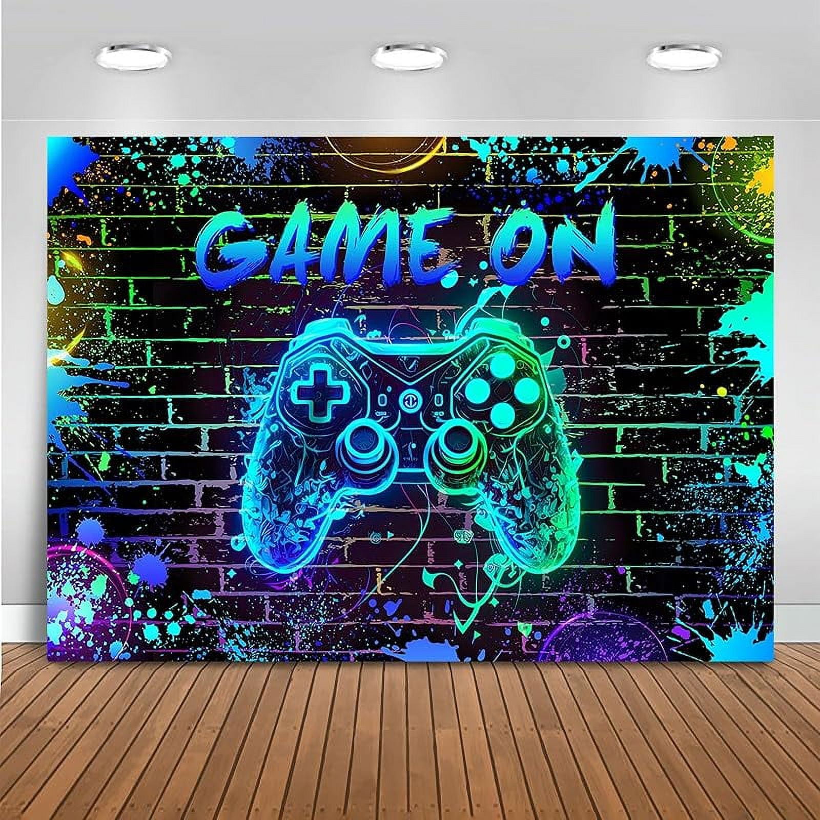 Game On Backdrop Video Game for Boys Level Up Birthday Party Decoration ...