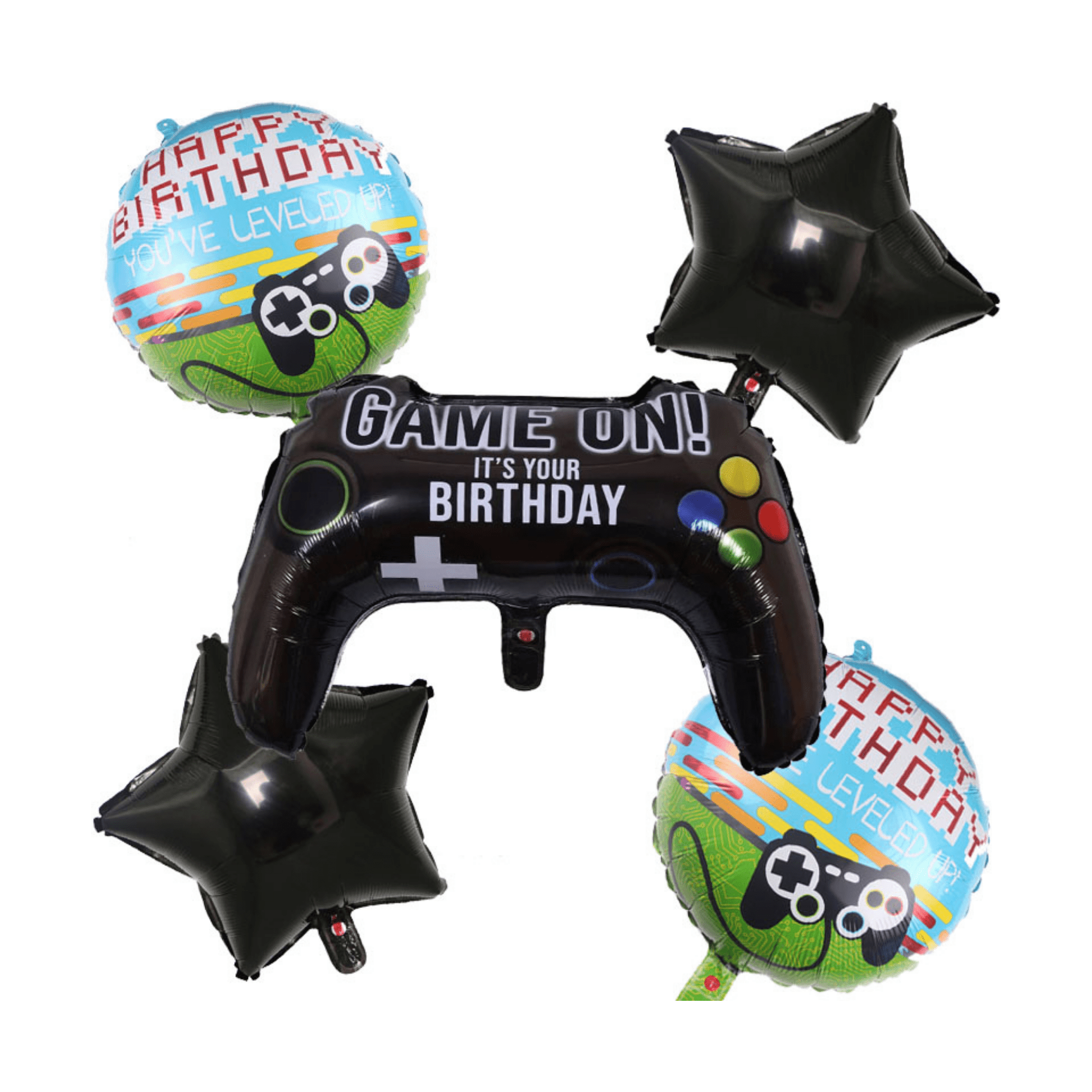 Game On Birthday Balloon Set with Gaming Controller and Star Mylar ...