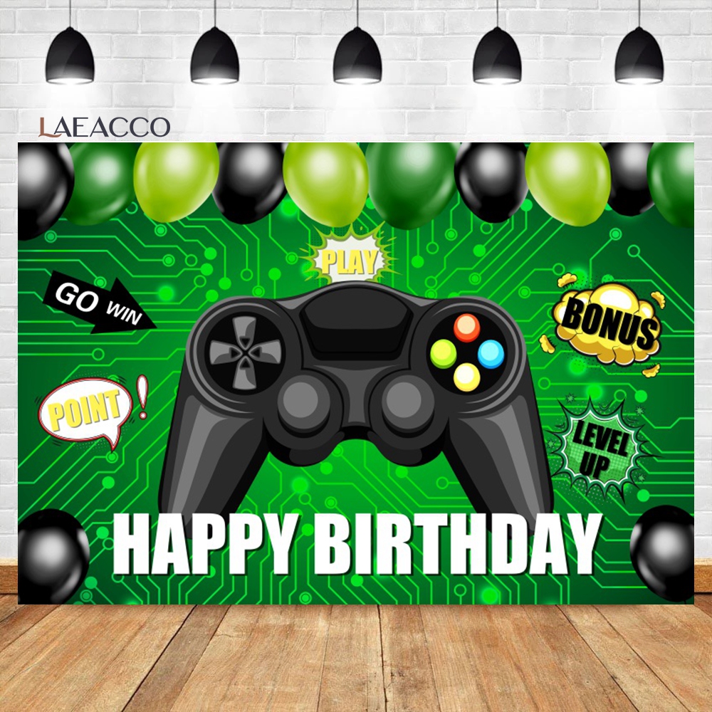 Game On Birthday Photography Backdrop Level Up Game Boys Room Wall ...