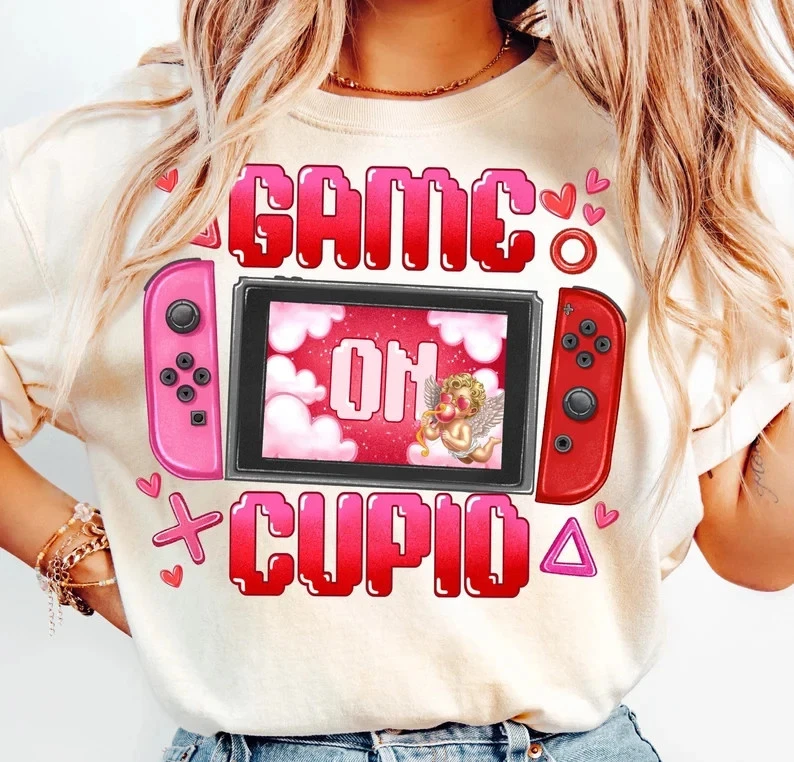 Game On Cupid Valentine Boy T-Shirt – Video Game Lover Heart Tee ...