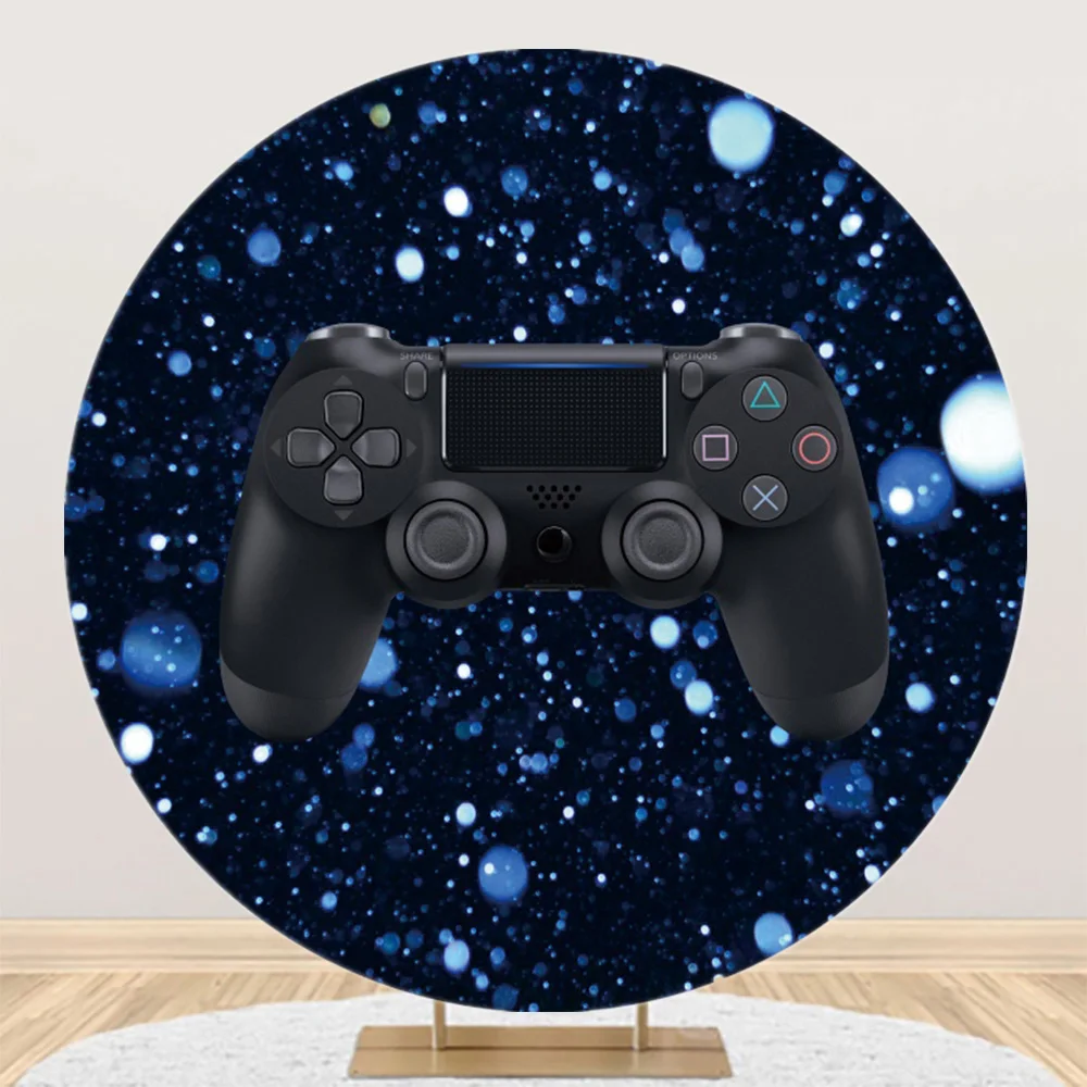 Game On Happy Birthday Round Photography Backdrop Cover Gaming Theme Child Kids Boy Party Decor ...