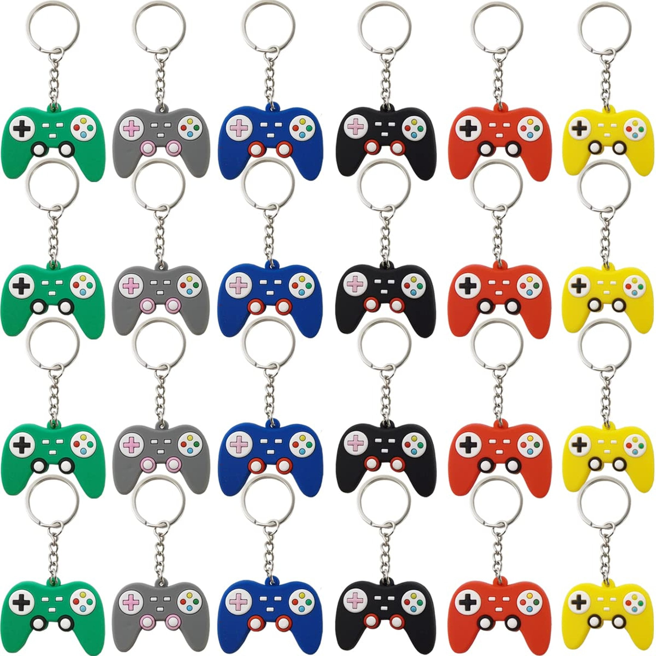 Game On Keychain Set: 24 Colorful Video Game Controller Keyrings for ...