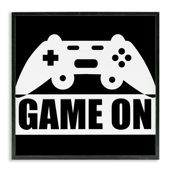 Game On Retro Black & White Black Framed Giclee Art, design by Kim ...