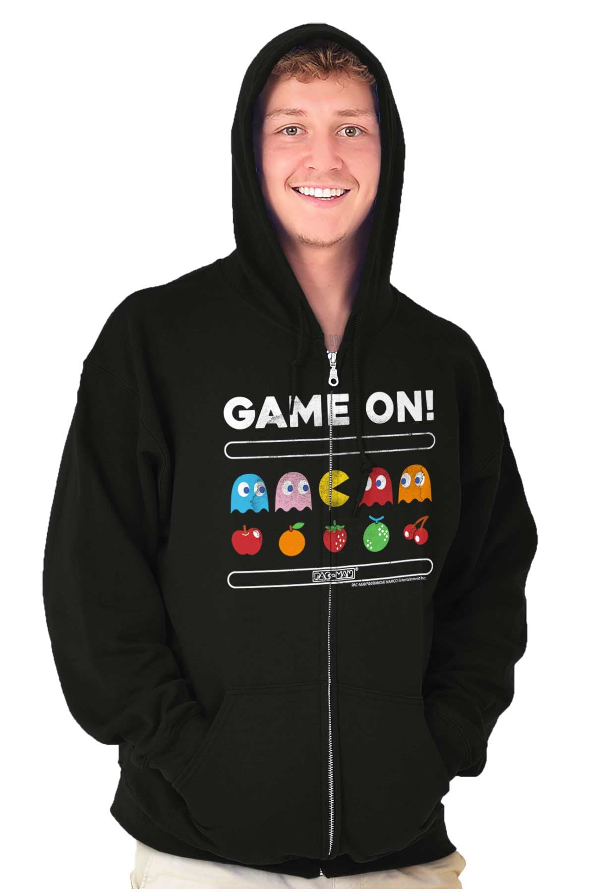 Game On Vintage 80s PACMAN Gamer Unisex Plus Size Zip Hoodie Brisco ...