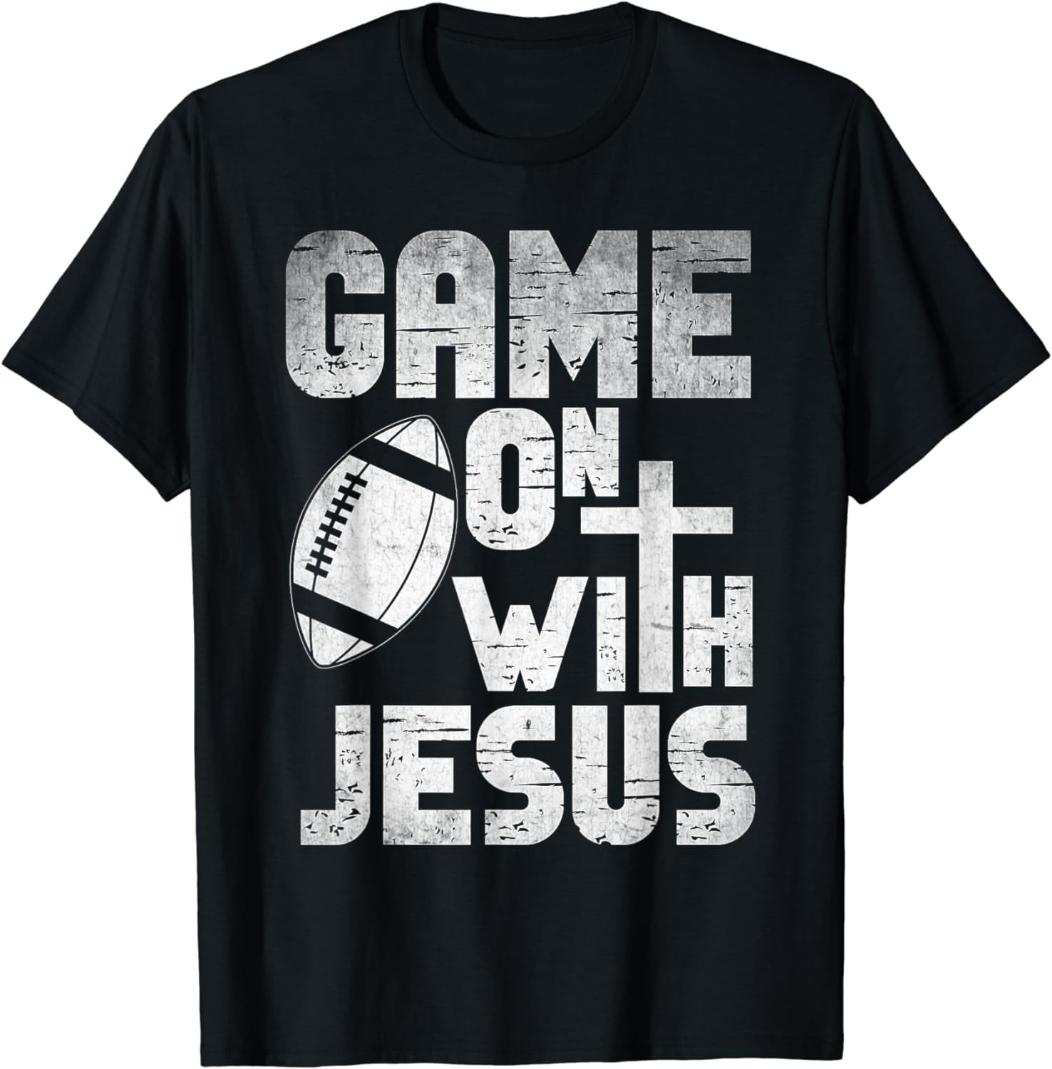 Game On With Jesus Football Field Football Christian Bible T-Shirt ...