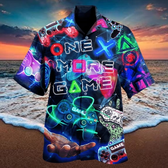 Game One More Time Neon Light Unisex Hawaiian Shirt - Walmart.com
