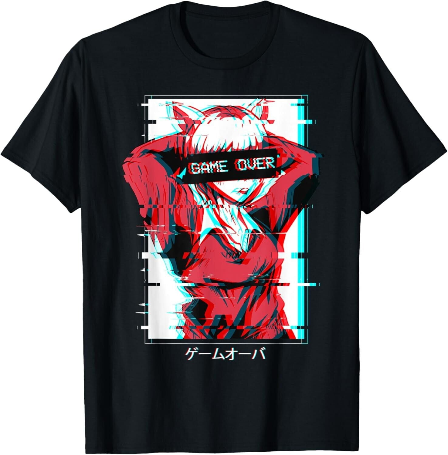 Game Over Anime Girl Japanese Vaporwave Aesthetic Waifu T-Shirt ...