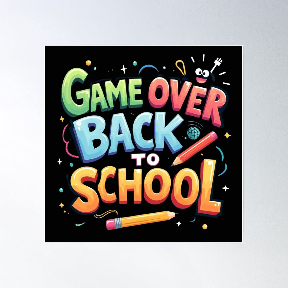 Game Over Back To School Poster Wall Art, Modern Wall Decor For Living ...