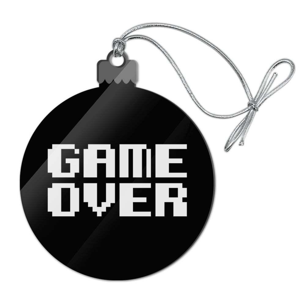 Game Over Gamer Pixel Font Geek Acrylic Christmas Tree Holiday Ornament ...