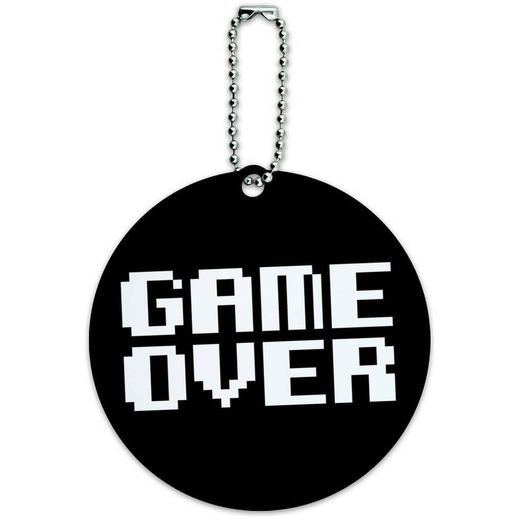 Game Over Gamer Pixel Font Geek Round Luggage ID Tag Card for Suitcase ...