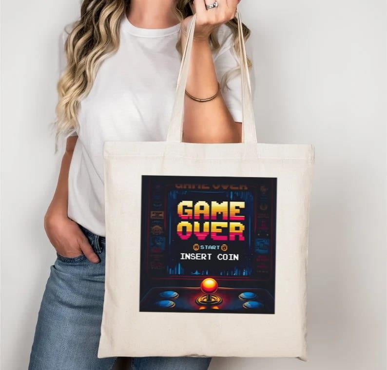 Game Over Insert Coin Arcade Retro Gaming Pixel Art Classic Tote Bag V41228 Unisex - Walmart.com