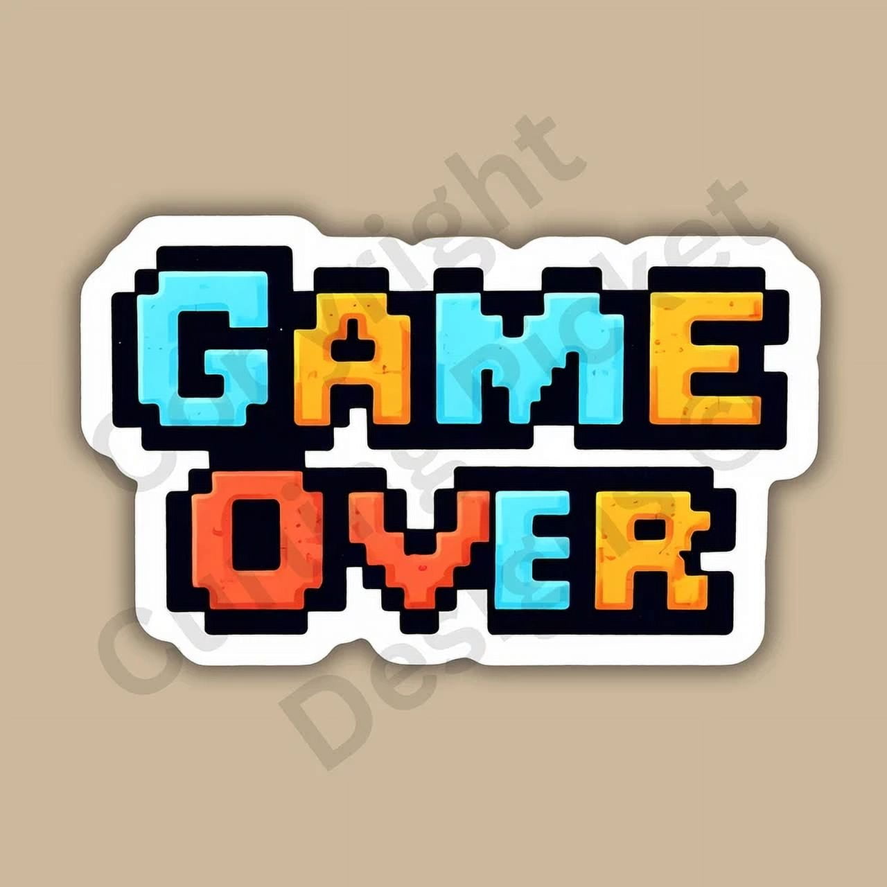 Game Over Old School Video Game Pixel Font Sticker Phone Decal Water ...