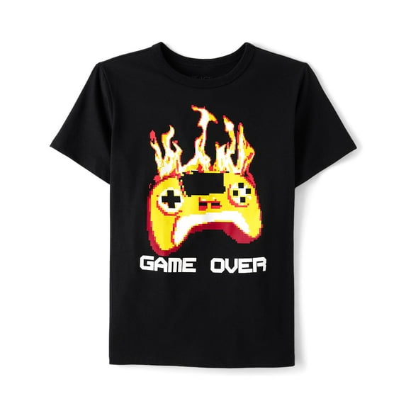 Game Over Pixel Flame Controller 8-Bit Retro Gaming Tee for Video Game ...