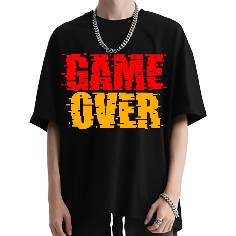 Game Over T-Shirt, Oversized Graphic Tee, Retro Gamer, Streetwear ...
