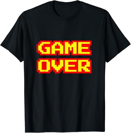 Game Over Vintage Retro Arcade Video Games Gaming Gift T-Shirt ...