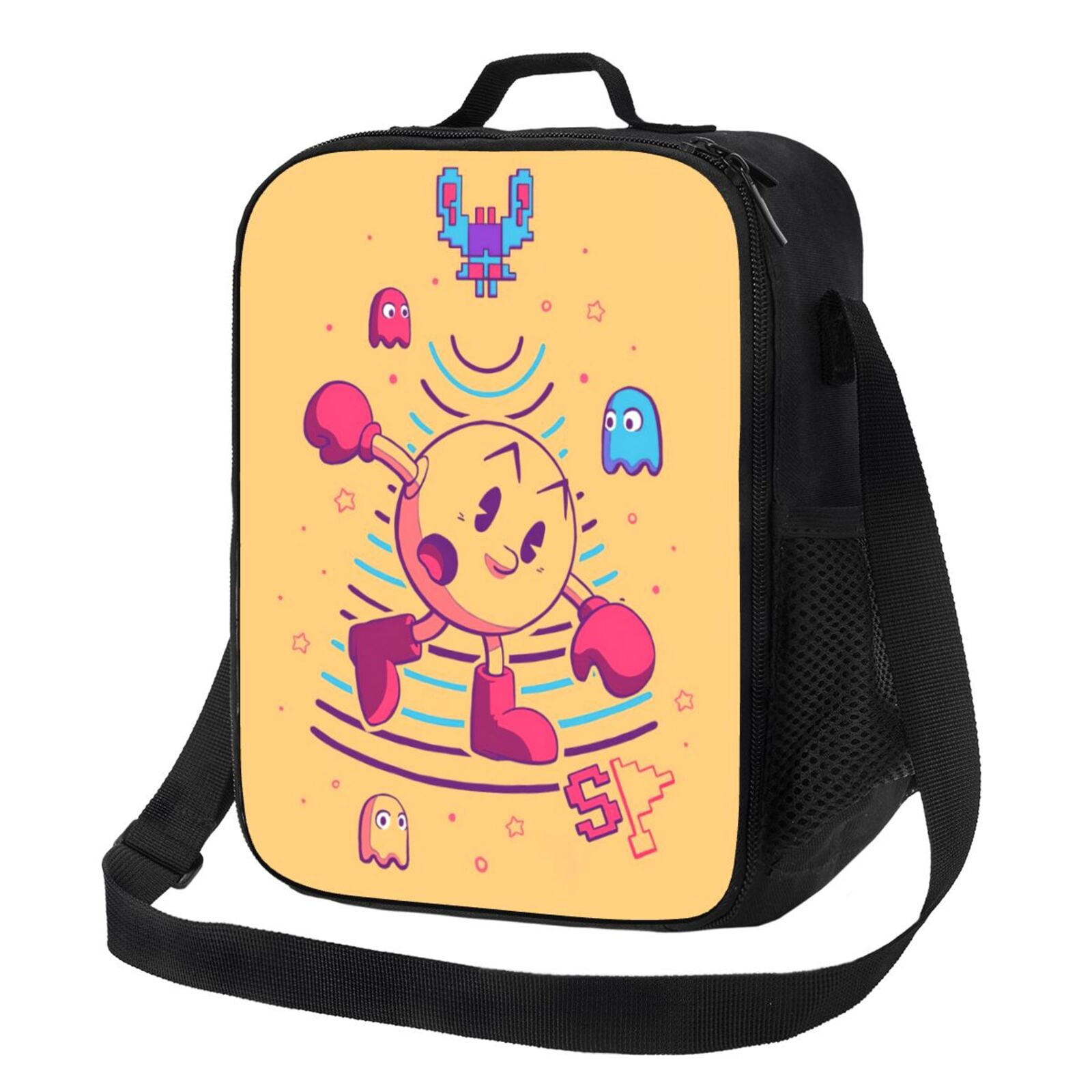 Game Pac Man Lunch Bag Reusable Lunch Box Gamer Portable Shoulder Lunch ...
