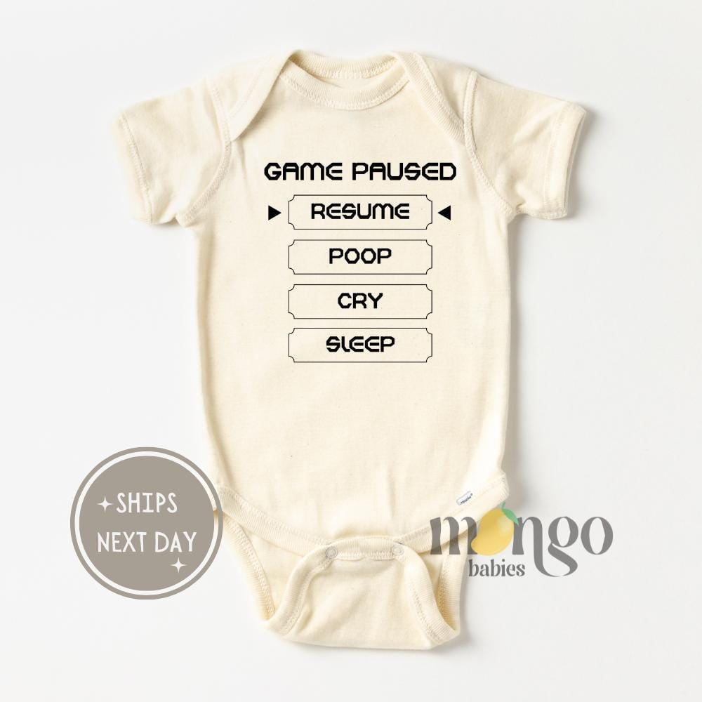 Game Paus.Ed Onesies Baby Pause Menu Gamer Bodysuit Video Game Kids ...