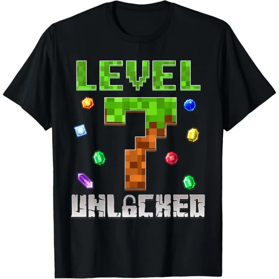 Game Pixel Birthday With A Level 7 Unlocked 7th Bday New H12080 Unisex ...